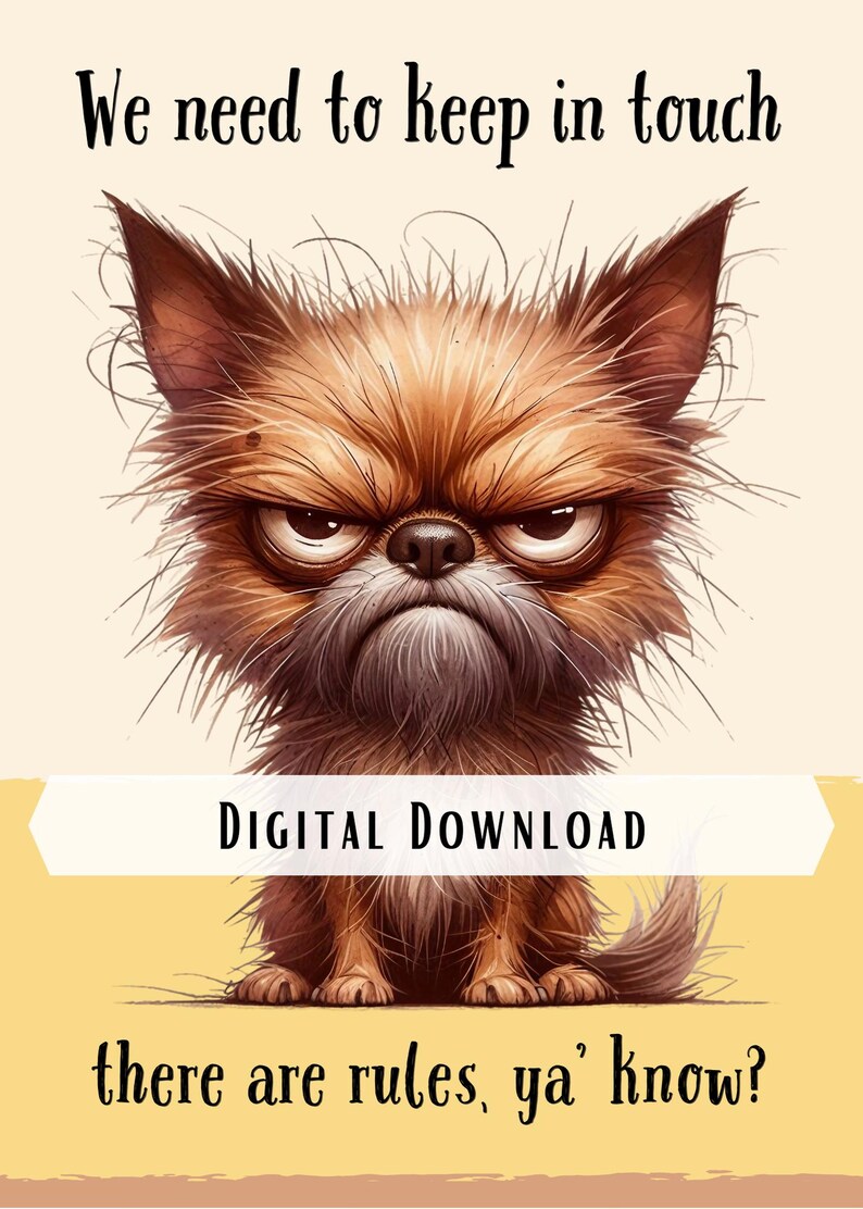 Keep in Touch Printable Funny Dog Card, Folded Greeting Card, Friendship Card, Miss You Card ...