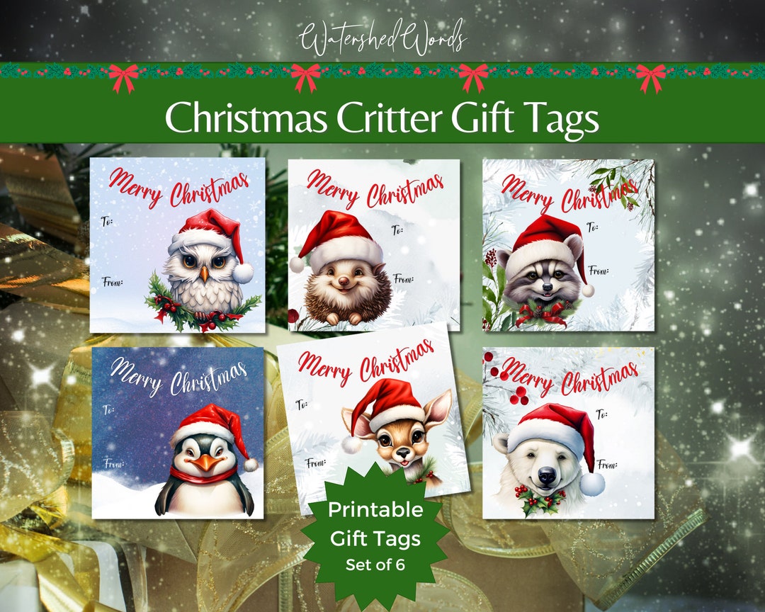 Printable Christmas Critter Gift Tags, Animal Gift Labels, Instant ...