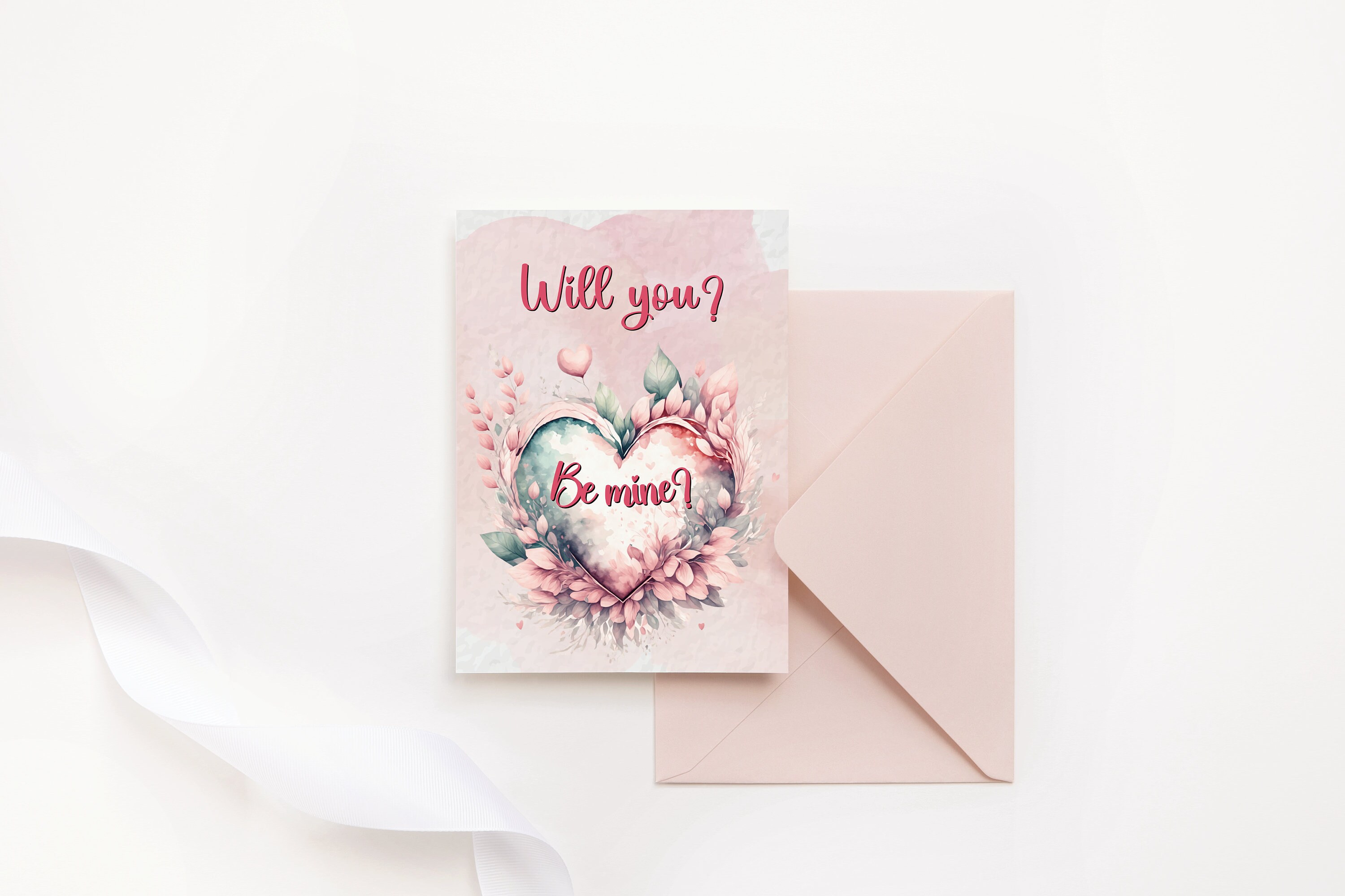 Printable Hearts and Romance Card, Be Mine, Printable Greeting Card ...