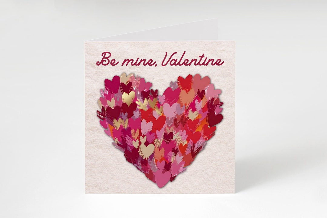 Be Mine Printable Valentine Card, Heart Collage, Special Valentine ...
