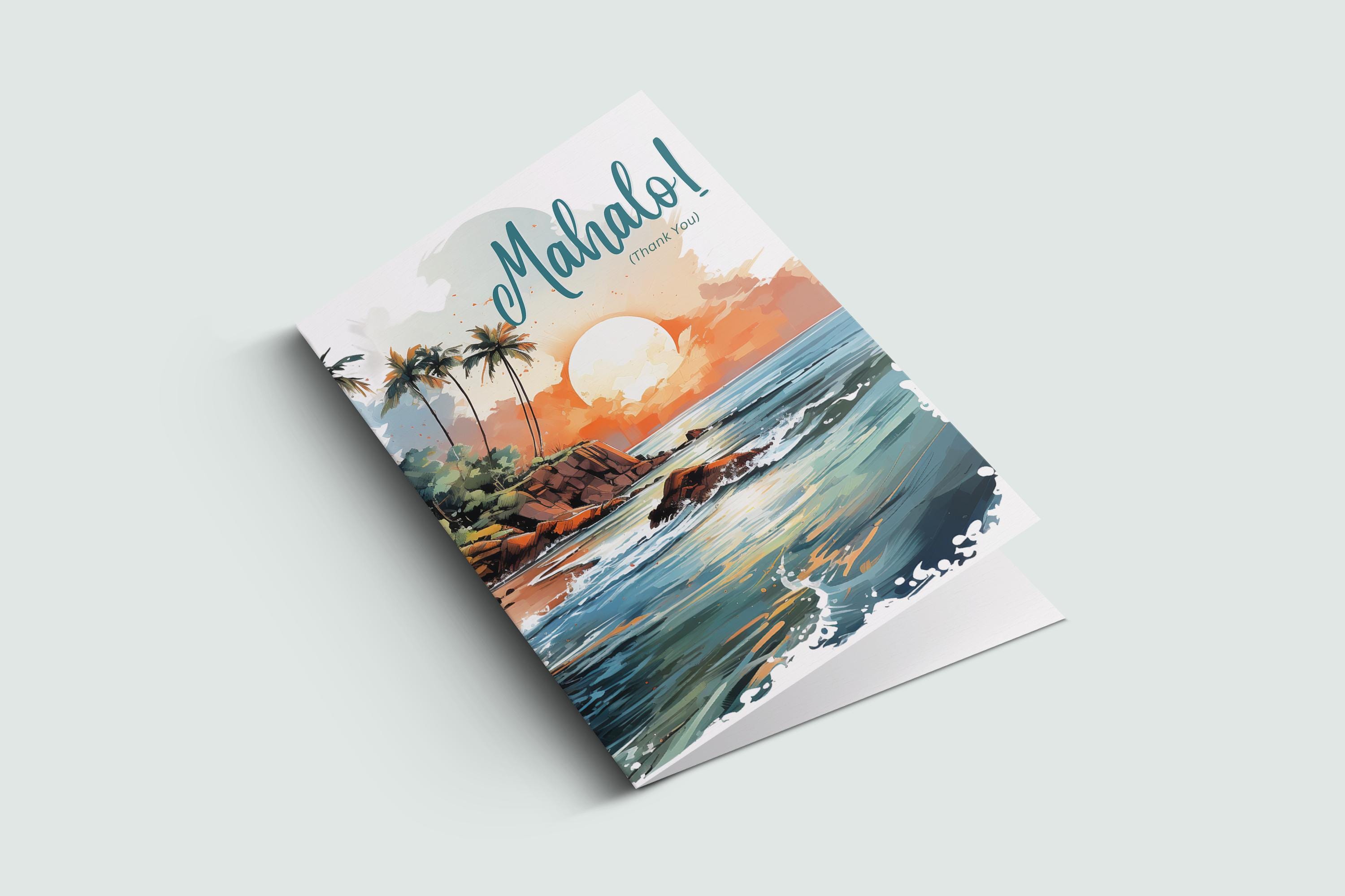 Mahalo Hawaiian Thank You Printable Greeting Card, Hawaii Theme Card ...