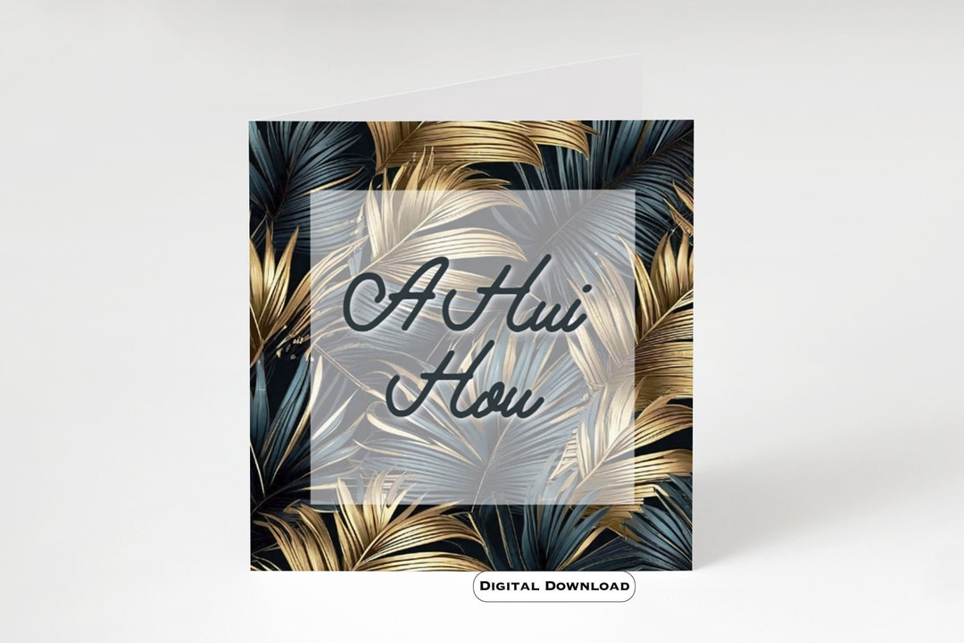 A Hui Hou Printable Greeting Card, Hawaii Theme Note Card, Hawaiian ...