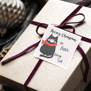 Printable Christmas Kitty Gift Tags, Cat Gift Labels, Instant Download ...