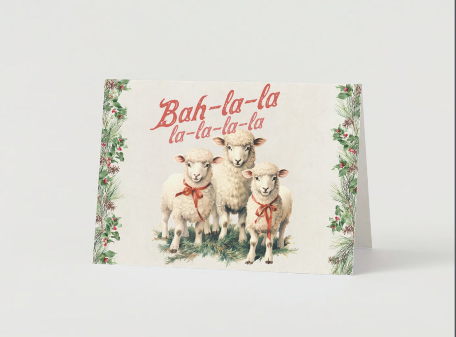 Bah-la-la Sheep Christmas Card, Farmyard Christmas Wishes, Printable ...