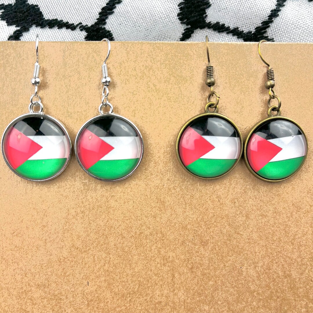 Palestine Flag Charm Dangle Hanging Earrings, Large - Etsy