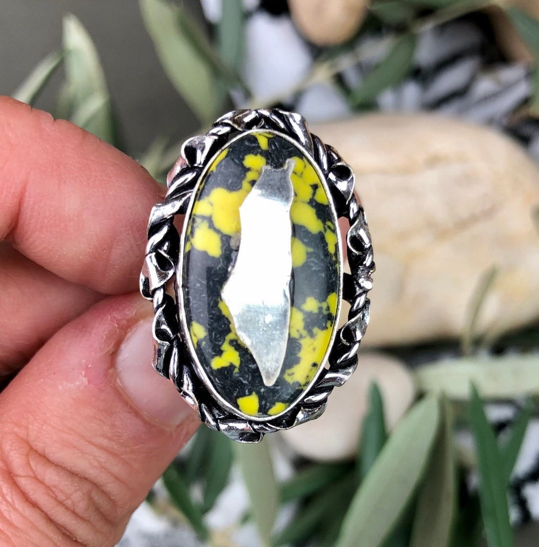 Palestine Map Charm on Gemstone, Ring - Etsy