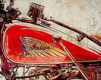Indian Motorcycle Poster - Etsy
