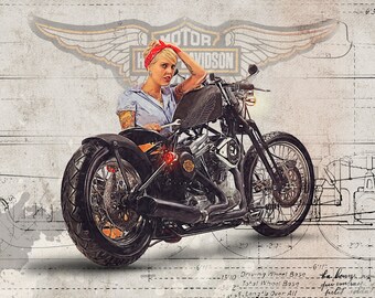 Harley Davidson Motorcycle Poster - Etsy