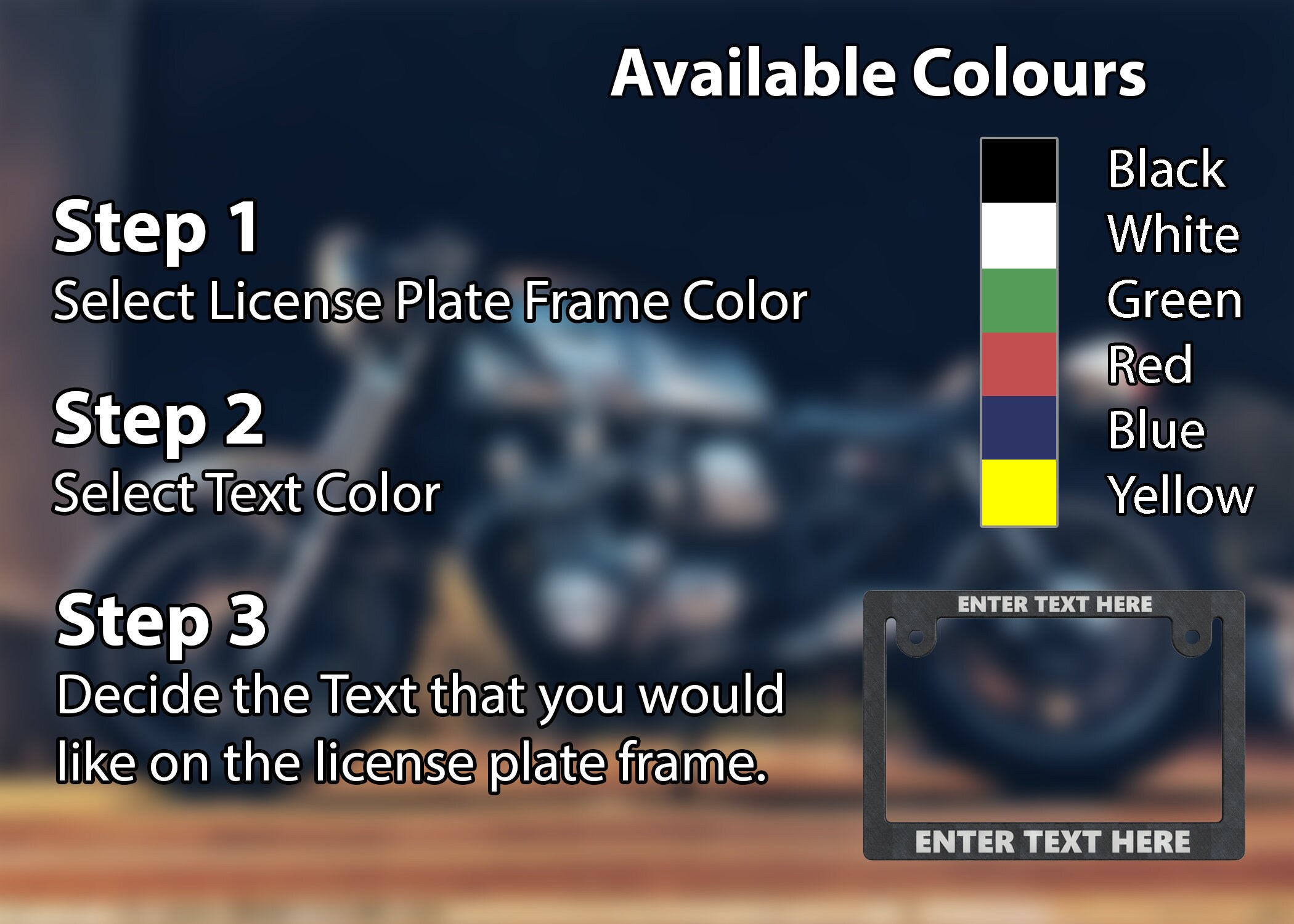 Customized Motorcycle License Plate Frame Cover Raised | Etsy