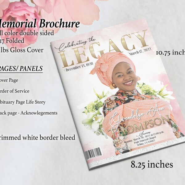Custom Obituary Brochure - Etsy
