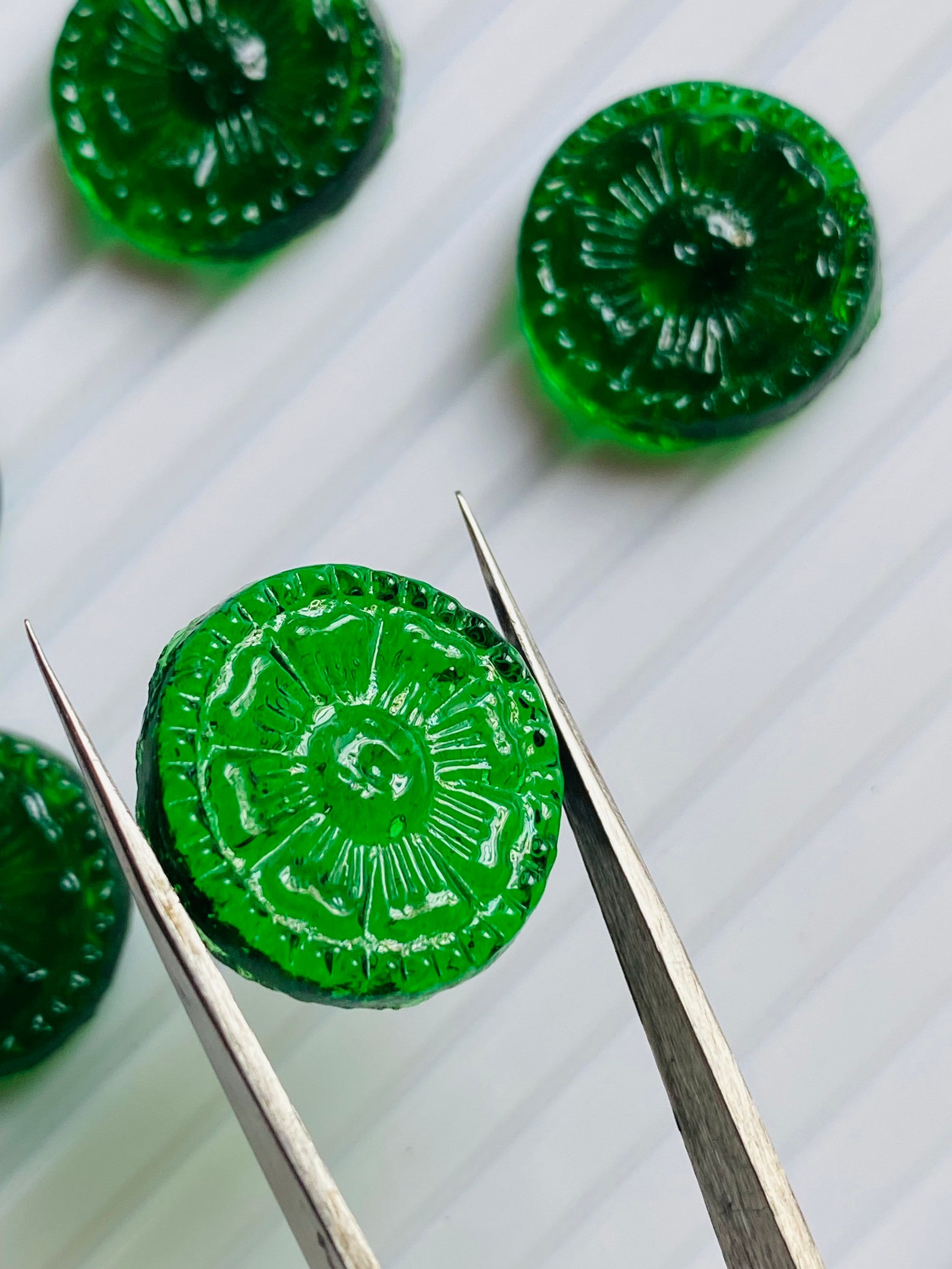 20MM Round Precious Emerald Hydro Handmade Carving Gemstone Hand Work ...