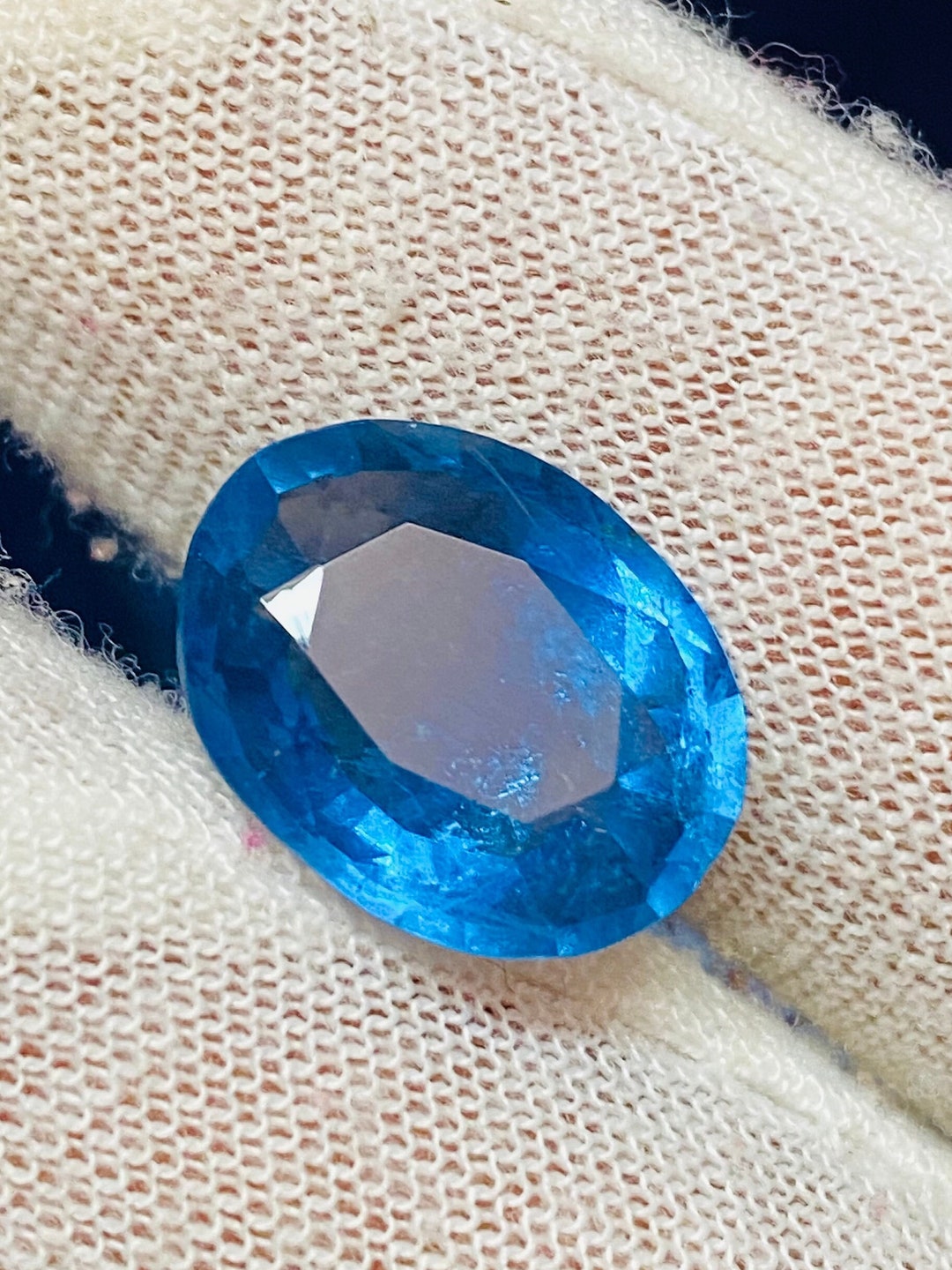 Attractive Neon Blue Color Natural Fluorite Big Oval Cut 9.50ct Unheated Untreated Certified ...
