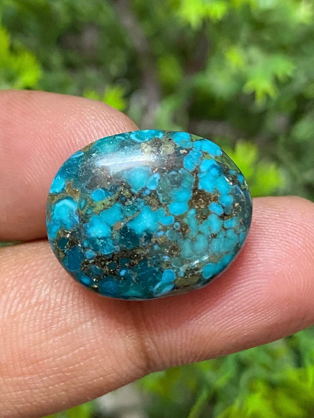 Natural Morenci Blue Turquoise Cabochon | Oval Gemstone, 21.50 Carats ...