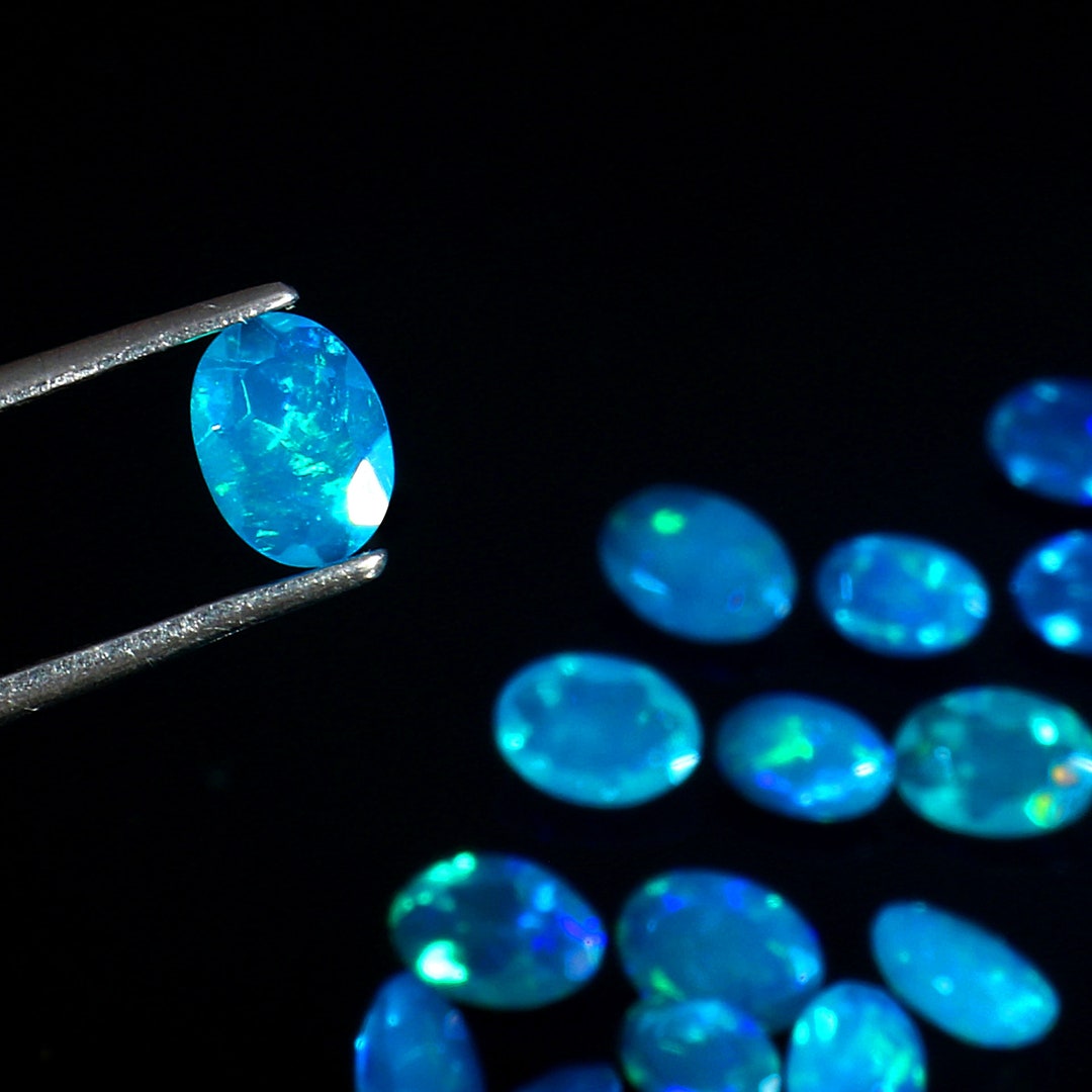 7x5mm Paraiba Blue Ethiopian Welo Opal, Faceted Loose Gemstone - Etsy