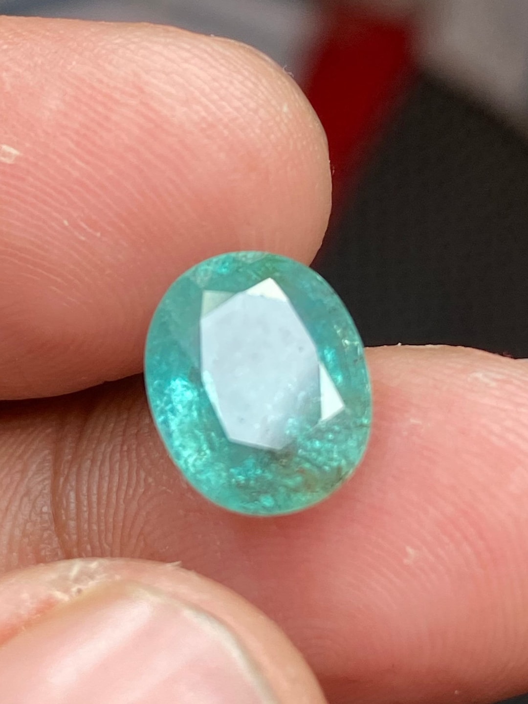 OCEAN COLOR EMERALD Vivid Blue Green Emerald Oval 4CTS Real Zambian ...
