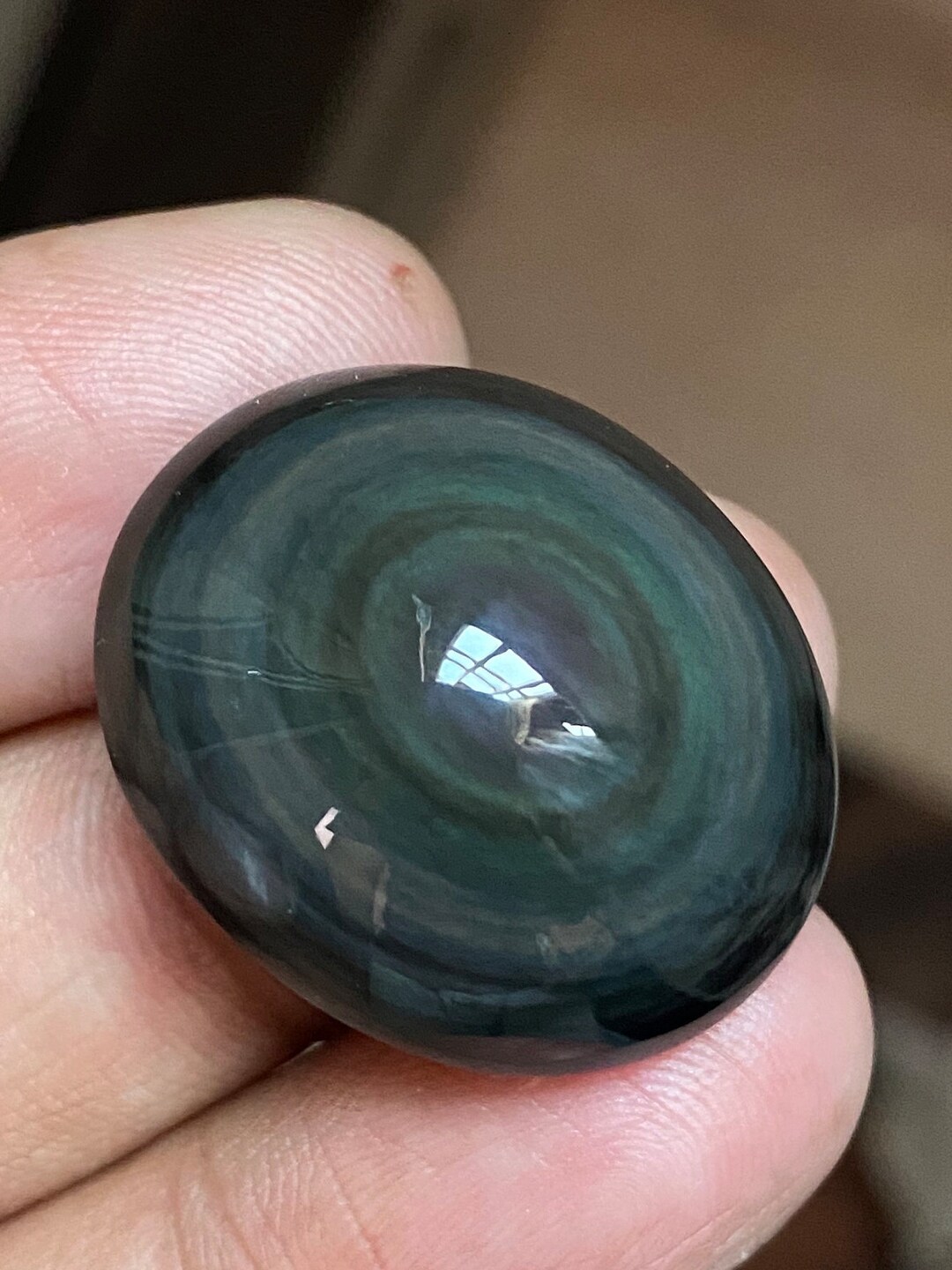 Natural Black Rainbow Obsidian Cat's Eye Oval Cabochon 40cts, Obsidian ...