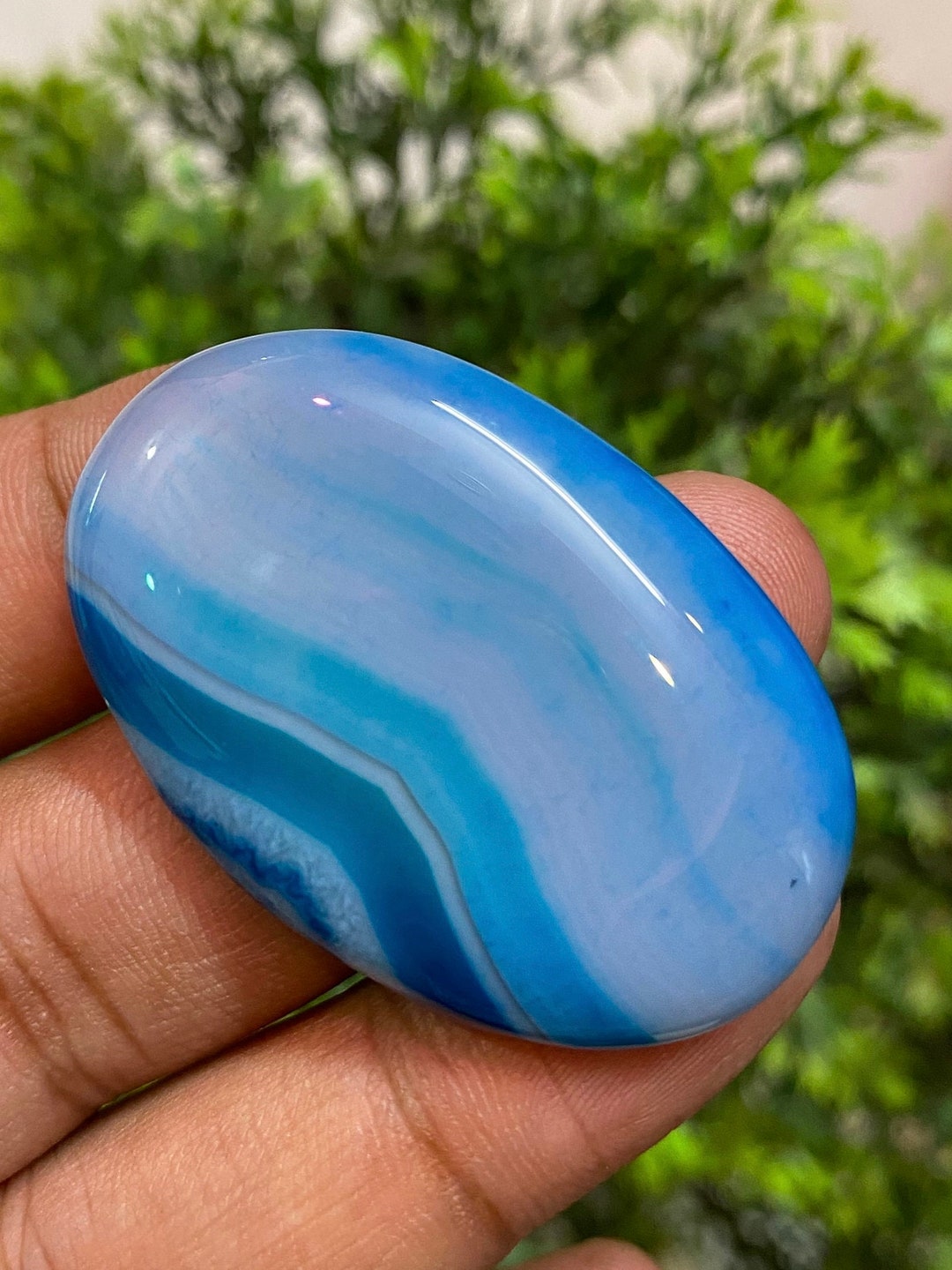 Fabulous Very Precious Sky Blue Color Elegant Unique Natural Yemeni Aqeeq Sulemanihakik Banded ...