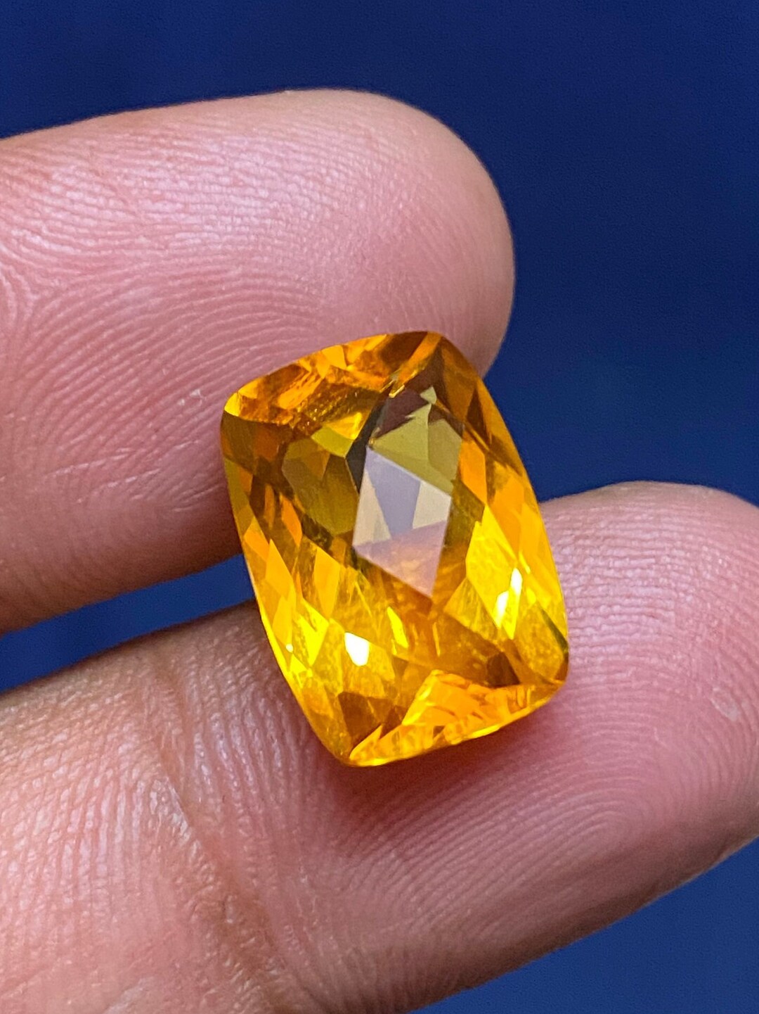 Natural Madeira Citrine Quartz Checker Board Cushion Shape for Ring ...