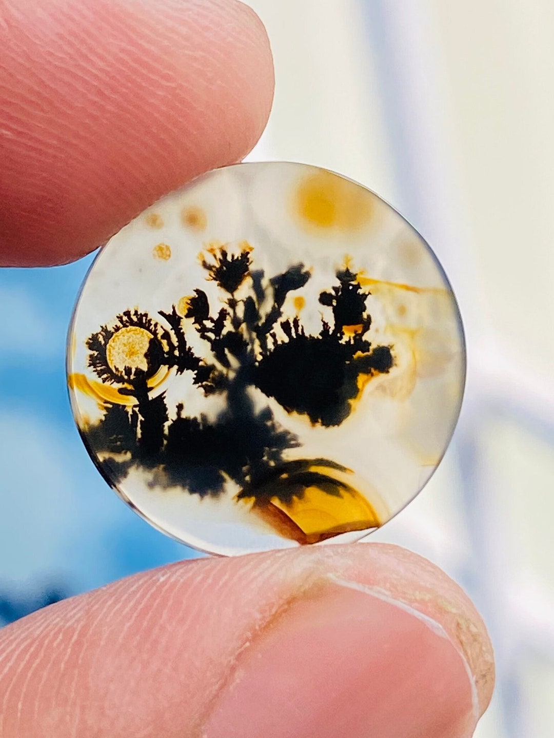 Shazar Scenic Dendrite Agate Cabochon 17mm Round Designer Agate ...