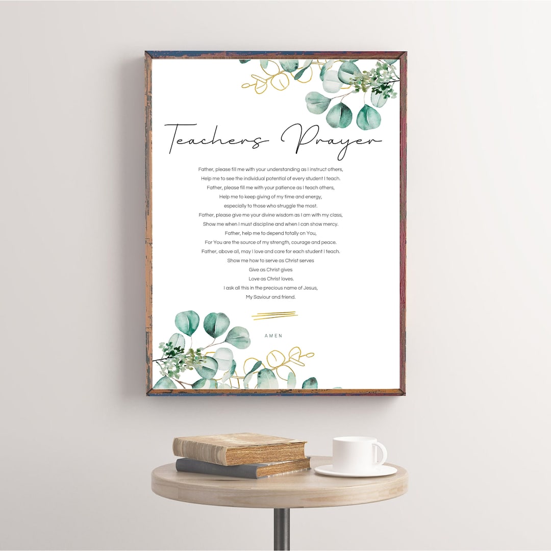 Teacher's Prayer, Teachers Gift, Teachers Prayer Wall Art Print ...