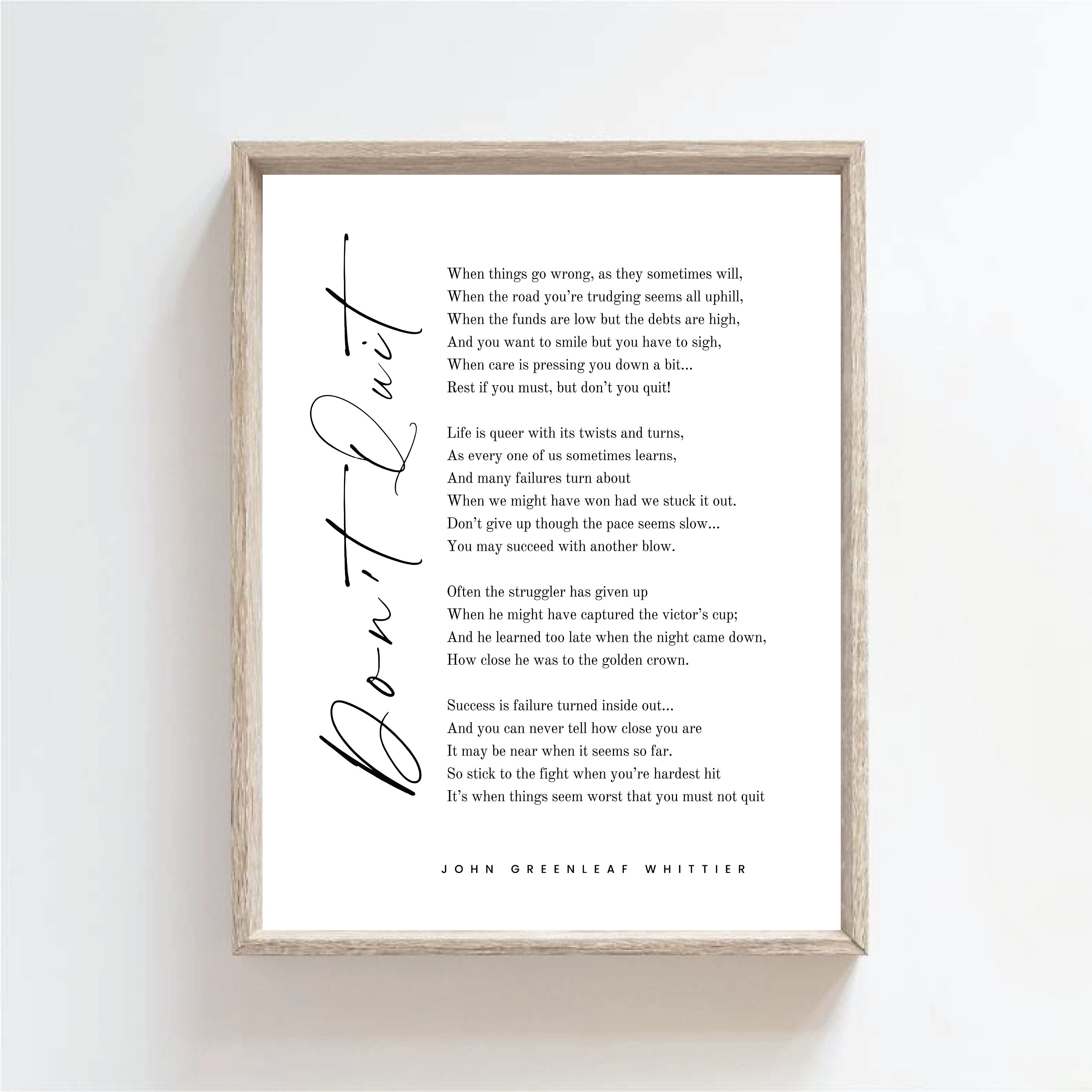 Dont Quit Poem Gift, Dont Quit Print Gift, Dont Quit Graduation Gift ...