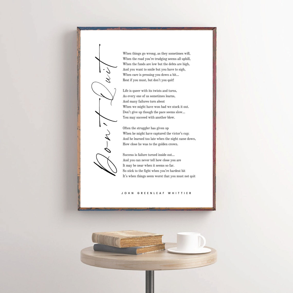 Dont Quit Poem Gift, Dont Quit Print Gift, Dont Quit Graduation Gift ...