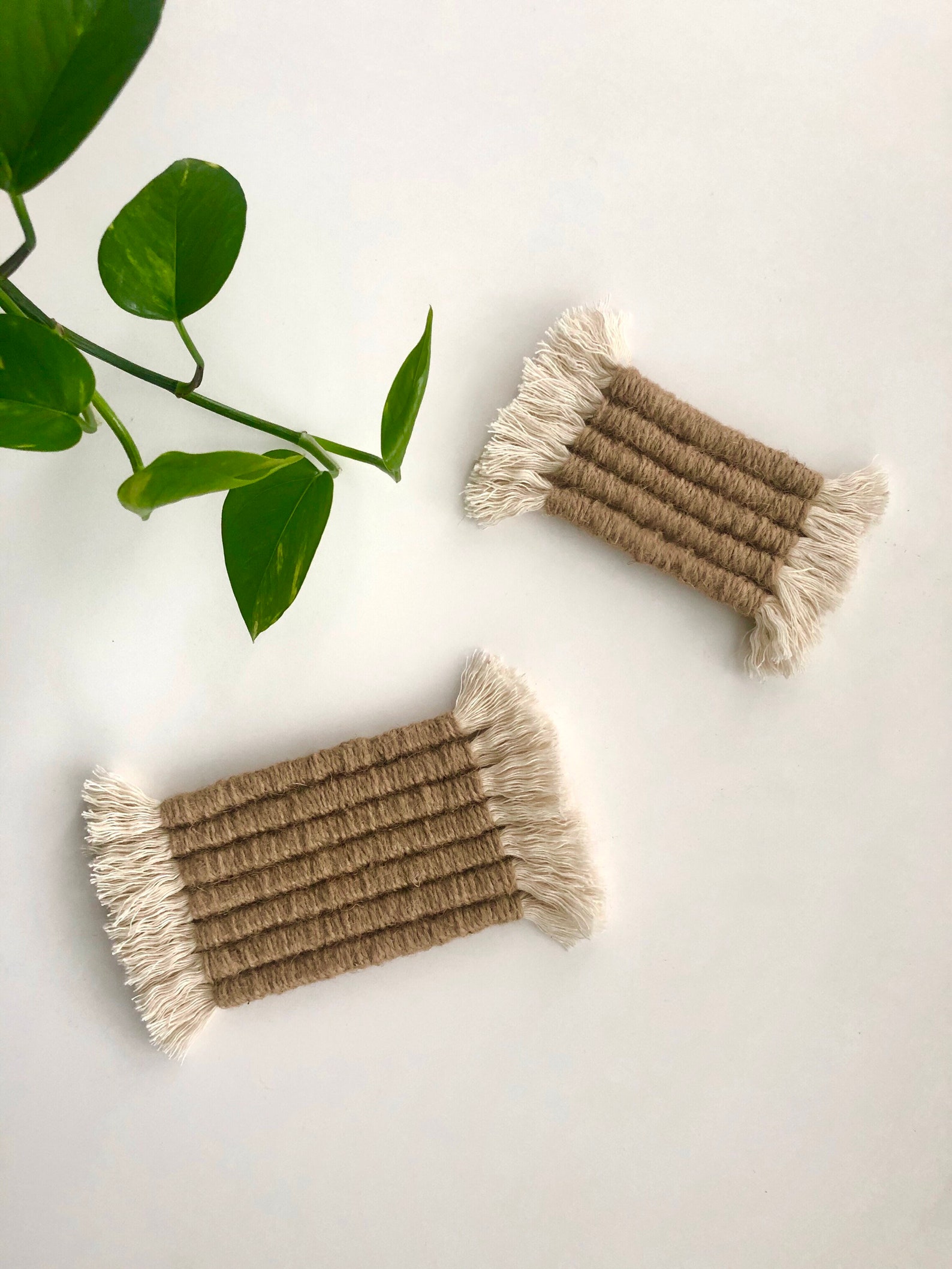 Jute Coasters, Beige Macrame Coasters, Boho Tableware, Handmade ...