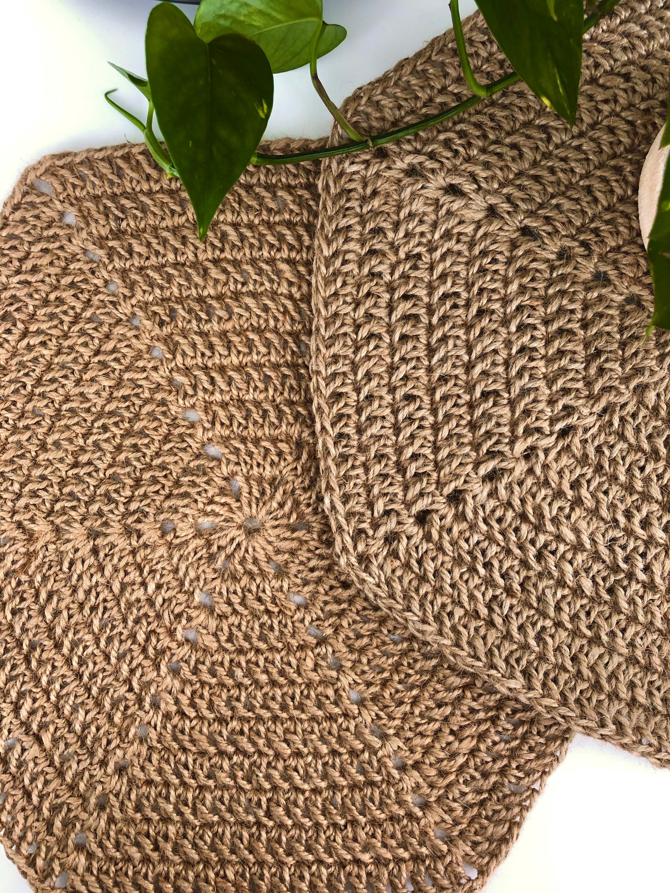 Jute Placemat Hexagonal Hand-crocheted Jute Placemats Beige - Etsy 日本