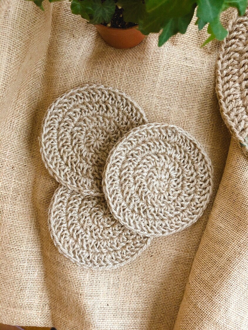 Set of Two/four/six Crocheted Jute Coasters, Beige Coaster, Table Decor ...