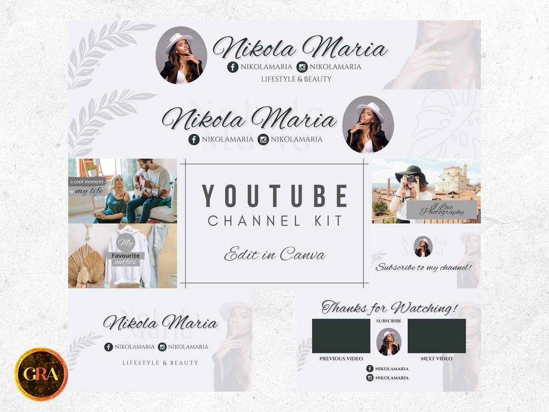 Grey Minimal Youtube Branding Kit, Youtube Channel Intro, Outro and ...