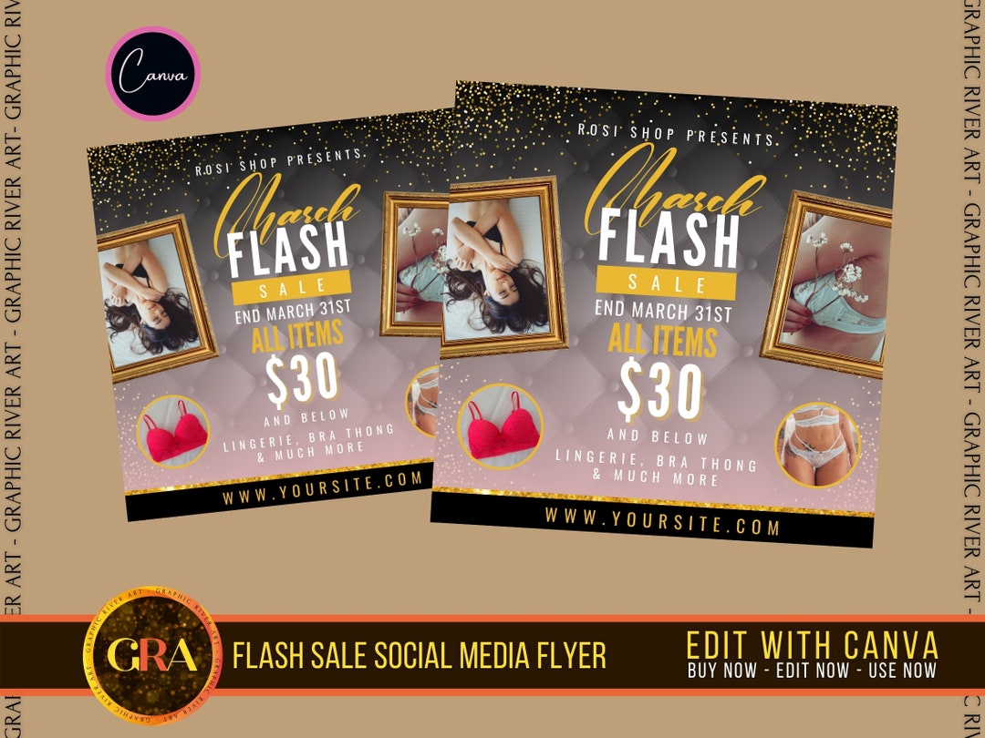Flash Sale Social Media Flyer Template, Lingerie Shop Sale Flyer ...