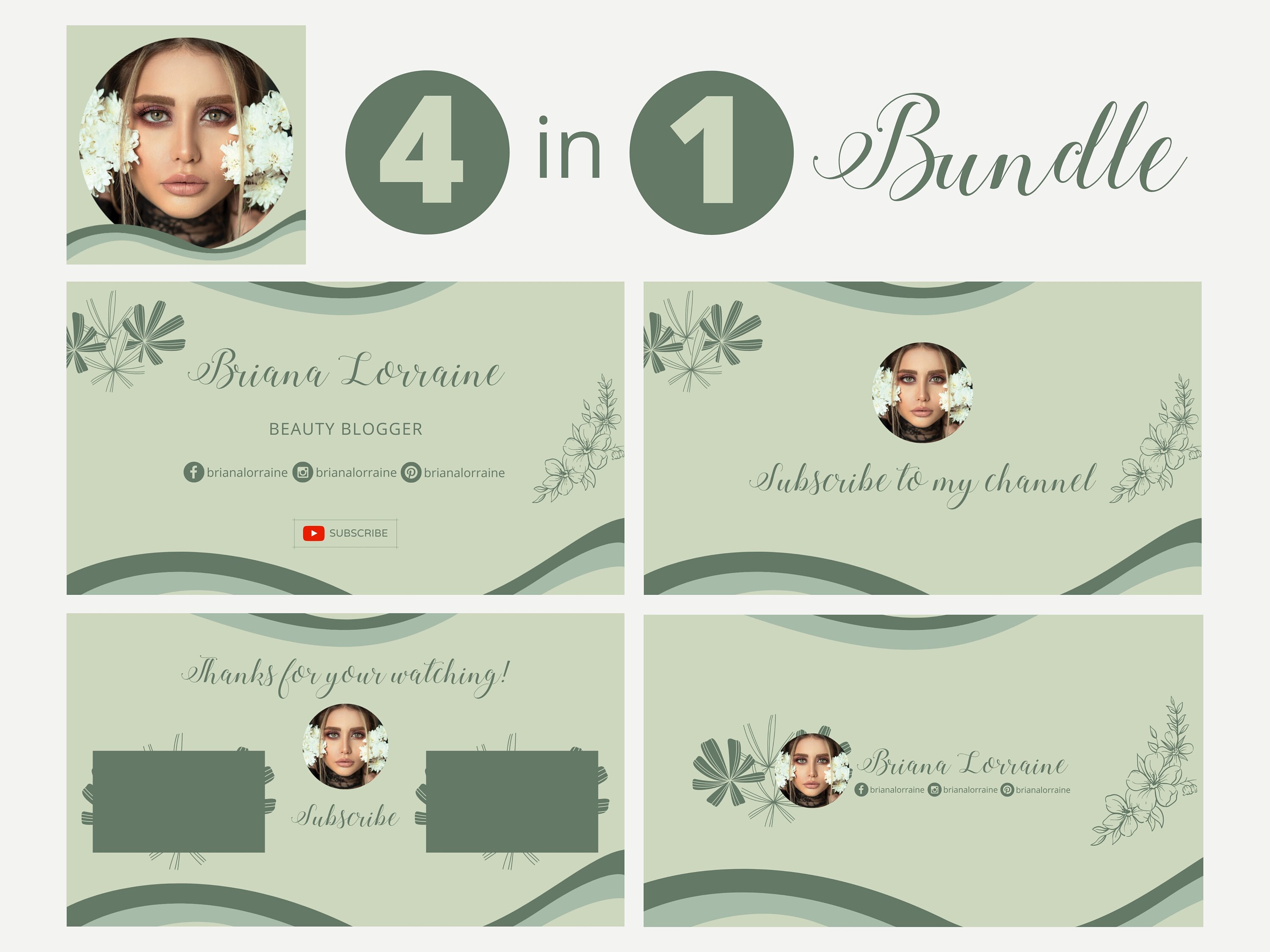 Classic Minimal Youtube Branding Kit Easy Editable Templates in Canva ...