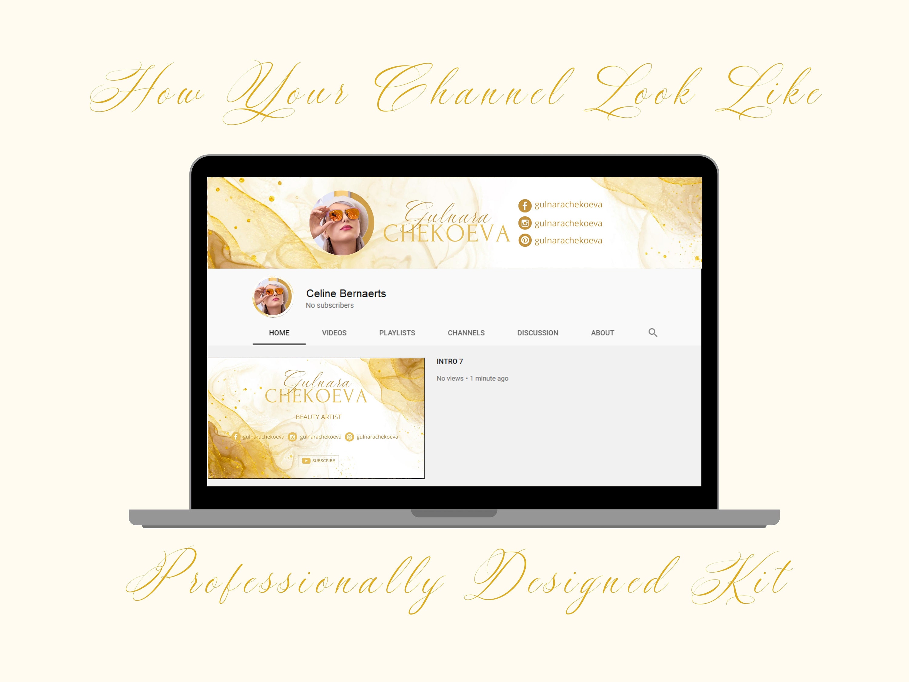 Light Golden DIY Youtube Channel Kit Easy Editable in Canva - Etsy