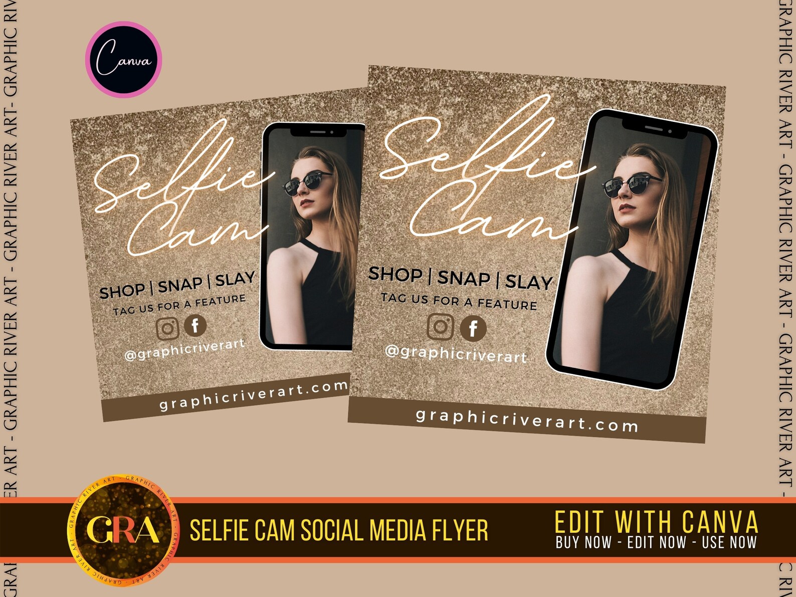DIY Social Media Flyer, Canva Template, Flyer Template, Selfie Cam ...