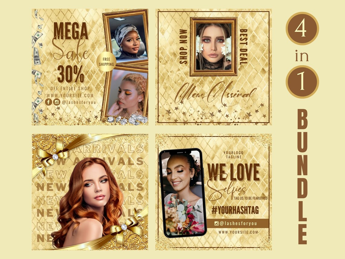 DIY Gold Social Media Flyer Kit, Flyer Template, Canva Flyer, Mega Sale ...
