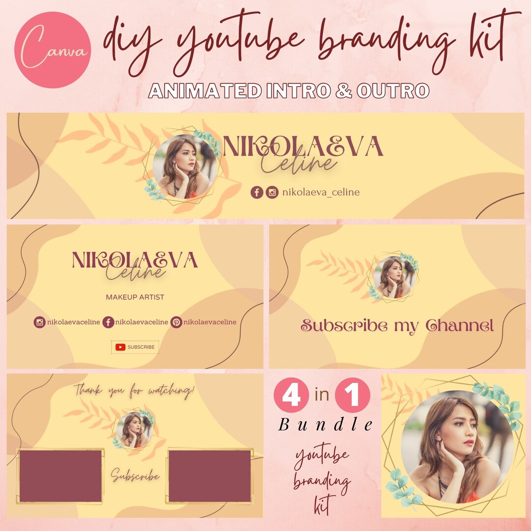 B-BEIGE DIY Youtube Channel Kit Editable in Canva | Youtube Channel Art ...