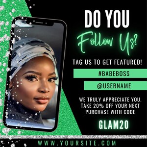 DIY Green Do You Follow Us Social Media Flyer, Tag Us Flyer, Follow Us ...