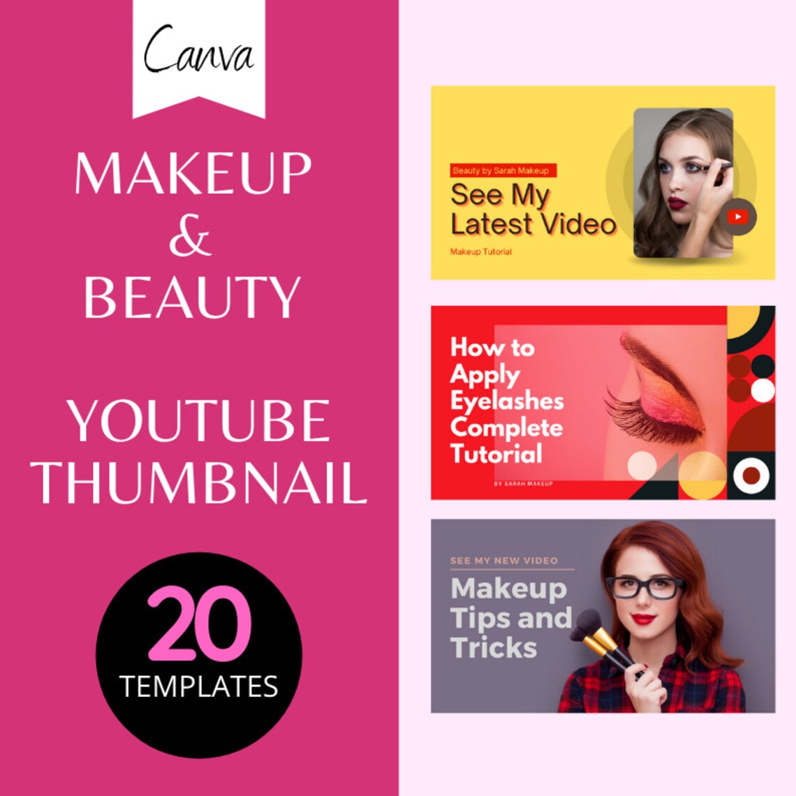 Youtube Thumbnail Templates 20 Easy Editable Video Thumbnails in Canva ...