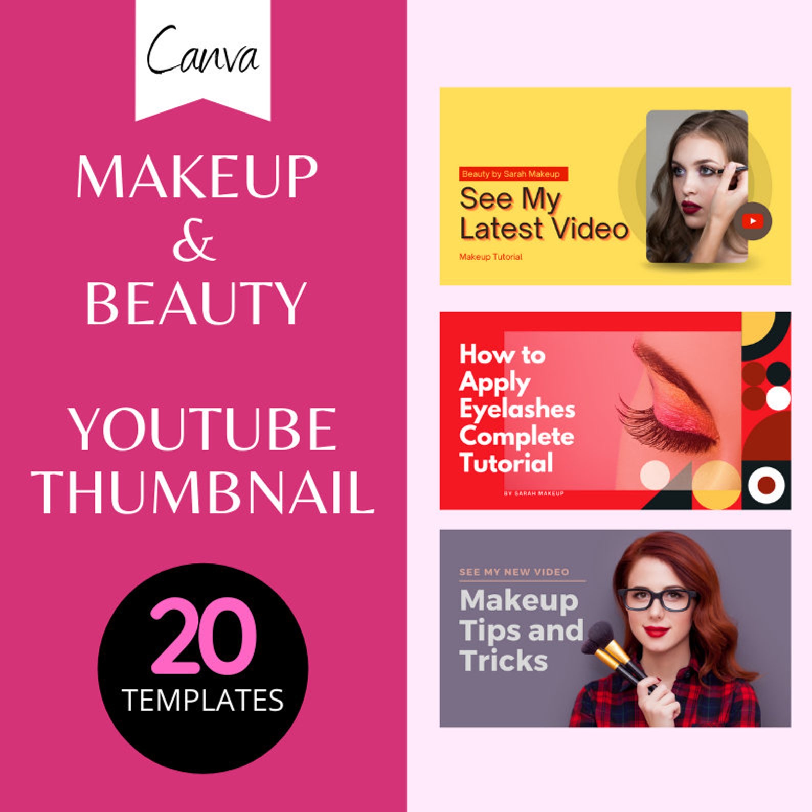 Youtube Thumbnail Templates 20 Easy Editable Video Thumbnails in Canva ...