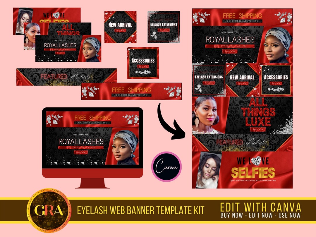 DIY Lash Business Website Banner, Shopify or Wix Web Templates, Web ...