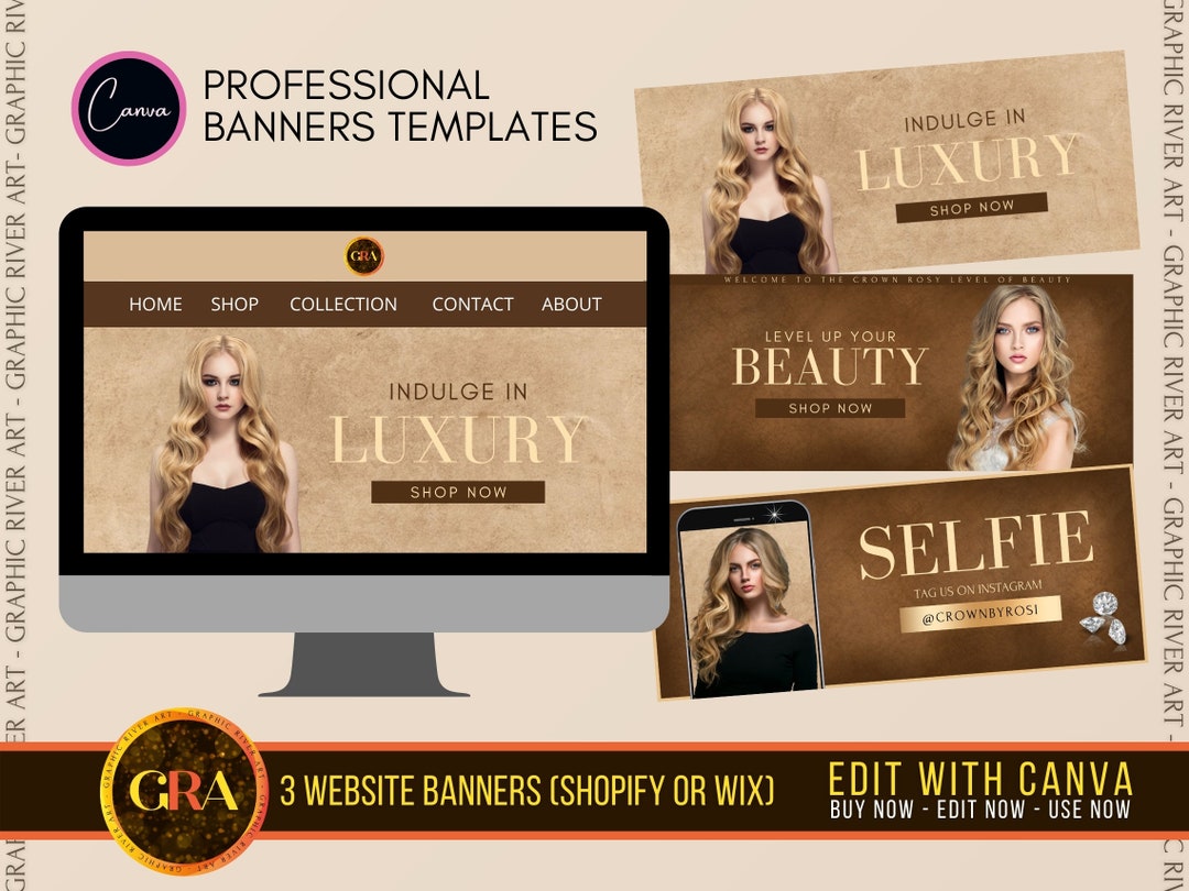 Luxury Beauty Website Banner Template, Shopify Web Banner, Wix ...