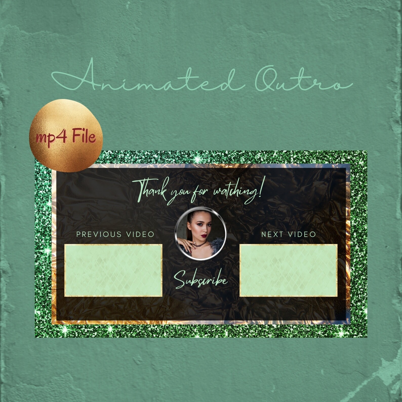 Green Glitter DIY Youtube Branding Kit Editable in Canva | Youtube ...