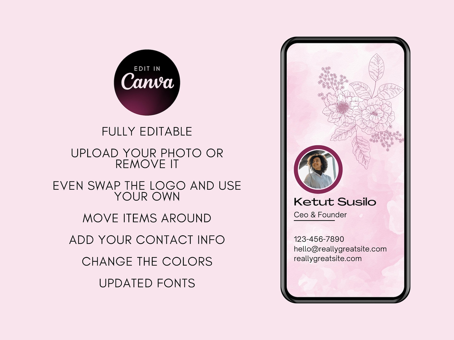 CEO and Founder Digital Business Card, Vertical Digital Business Card ...