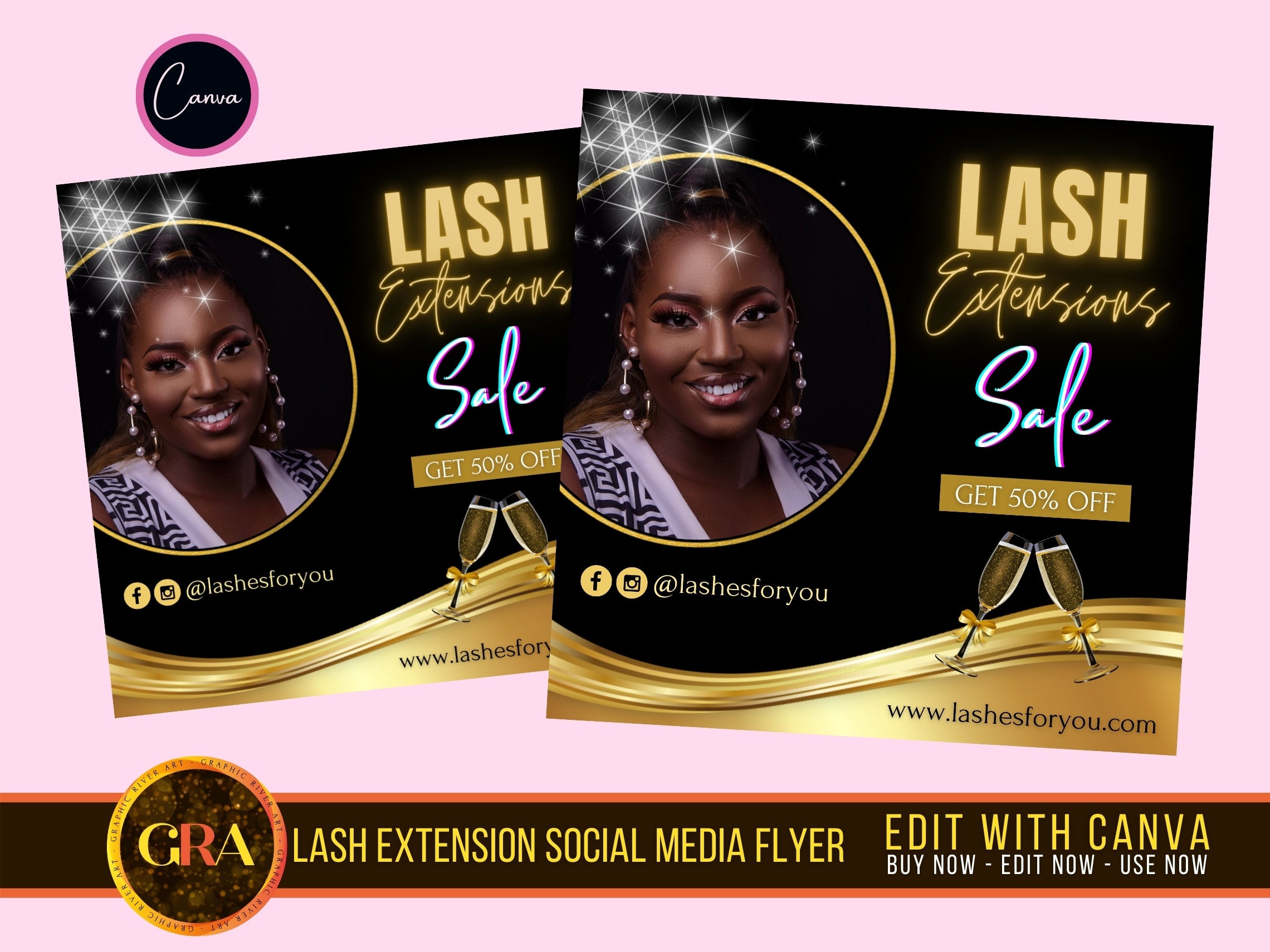 DIY Lash Extension Social Media Flyer, Flyer Template, Canva Premade ...