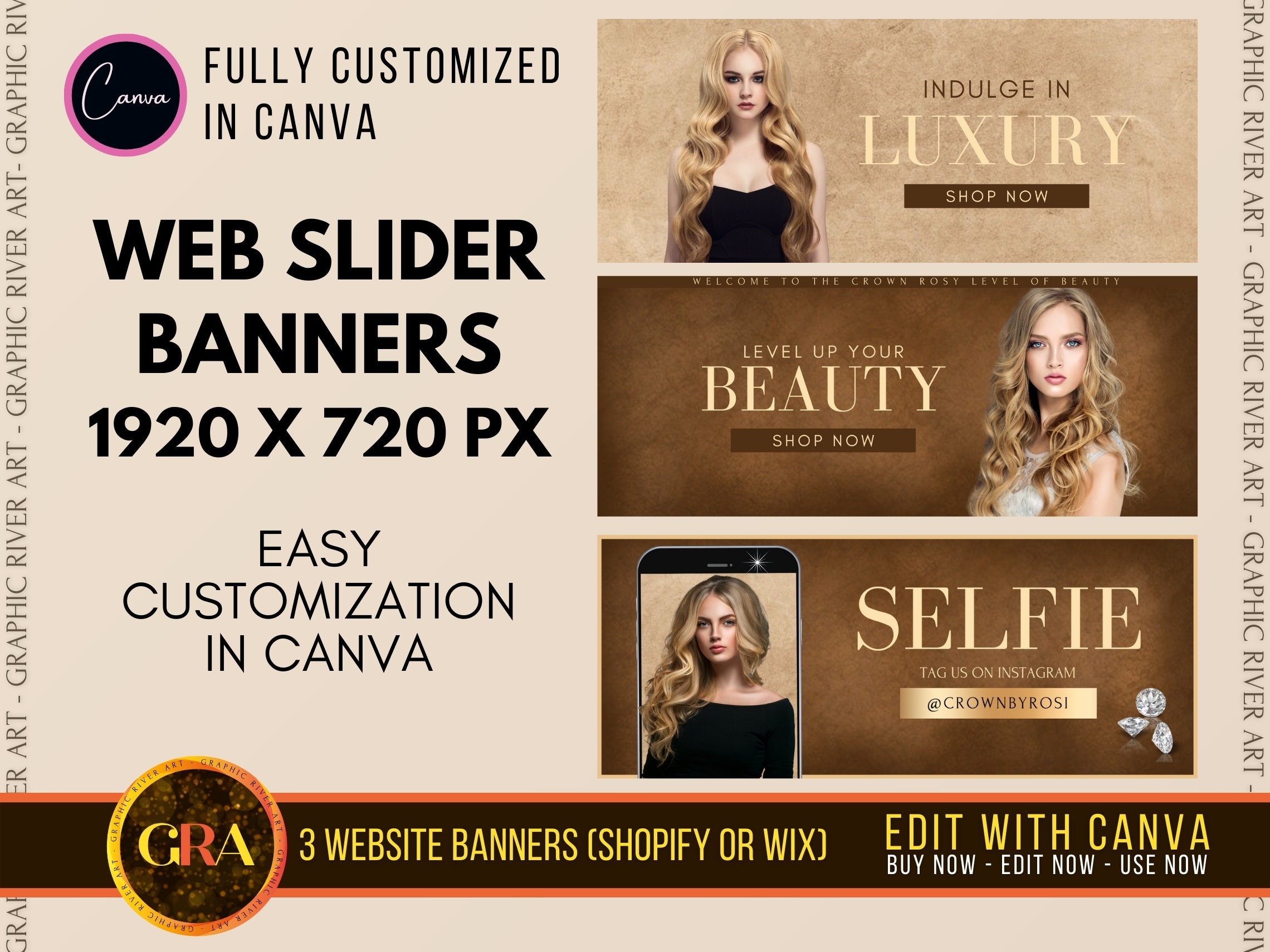 Luxury Beauty Website Banner Template, Shopify Web Banner, Wix ...