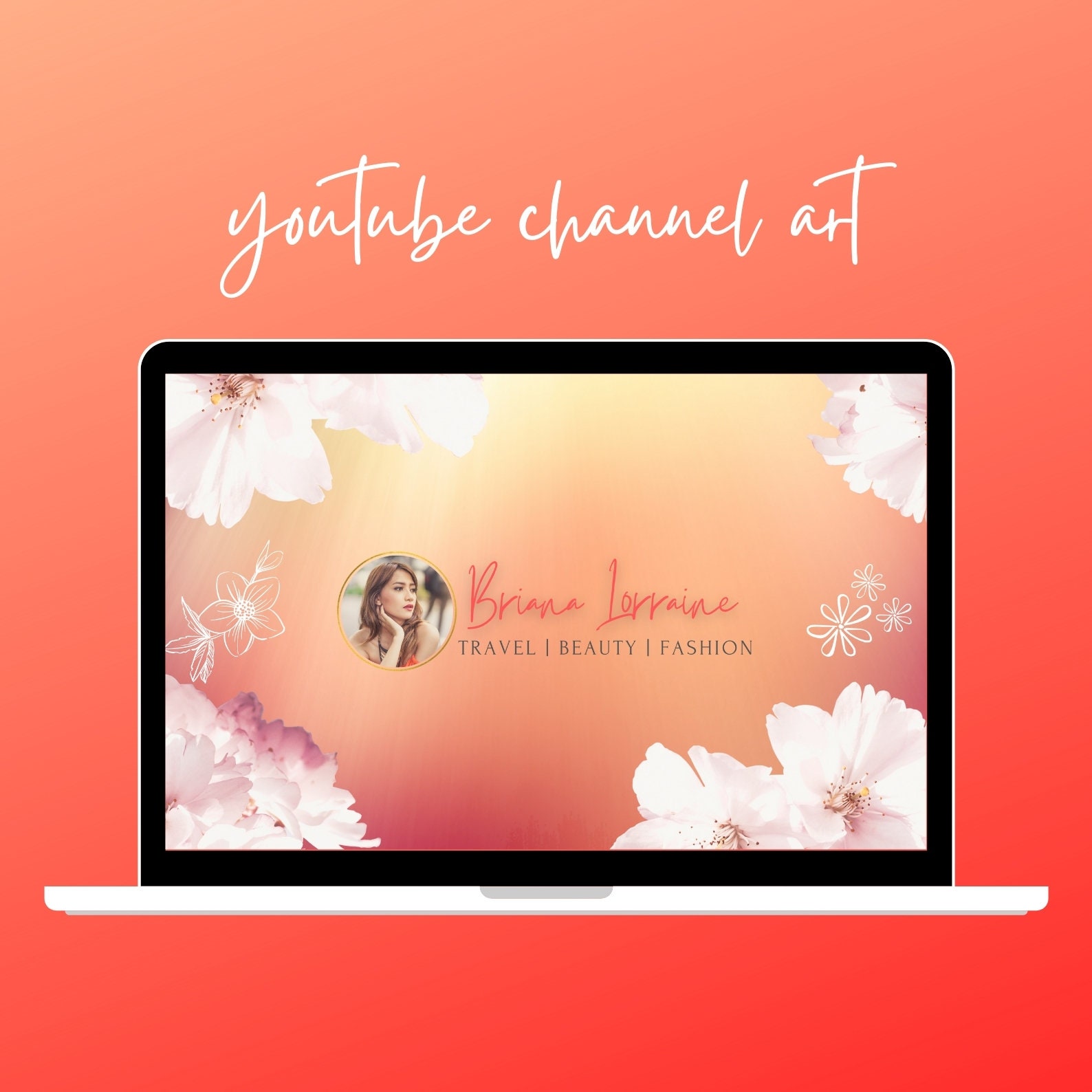 White Rose DIY Youtube Canva Template Editable Youtube Channel Kit ...