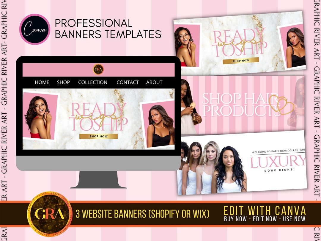 Ready to Ship Wigs Shopify Website Banner, Wix Website Banner, Square ...
