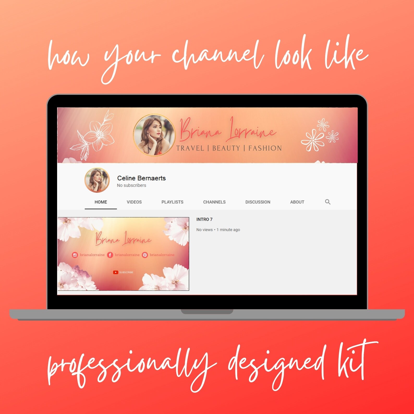 White Rose DIY Youtube Canva Template Editable Youtube Channel Kit ...