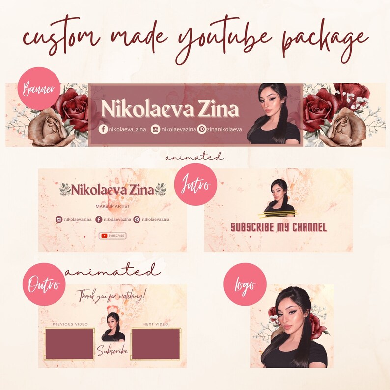 Flower Custom Made Youtube Branding Kit | Personalized Youtube ...