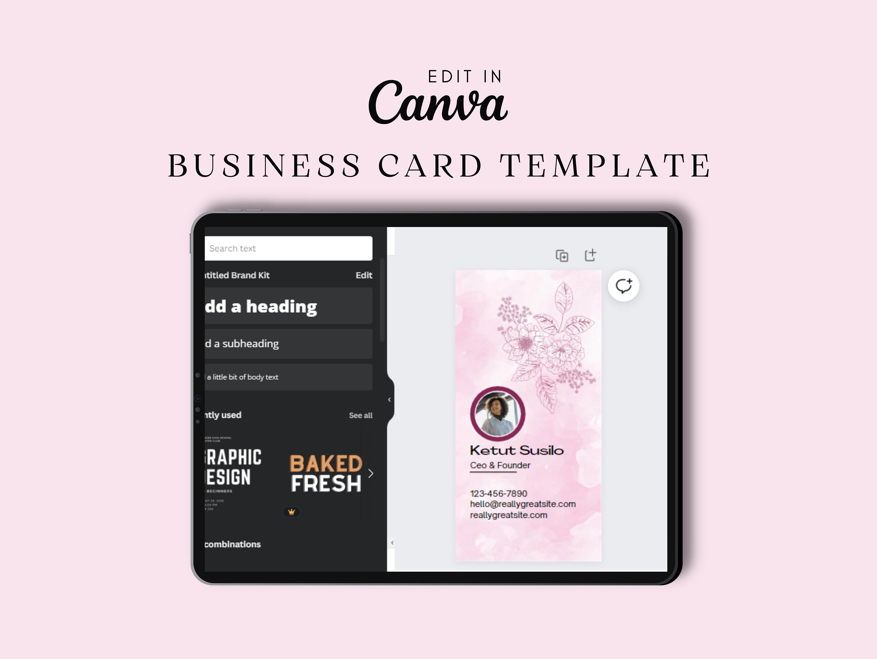 CEO and Founder Digital Business Card, Vertical Digital Business Card ...